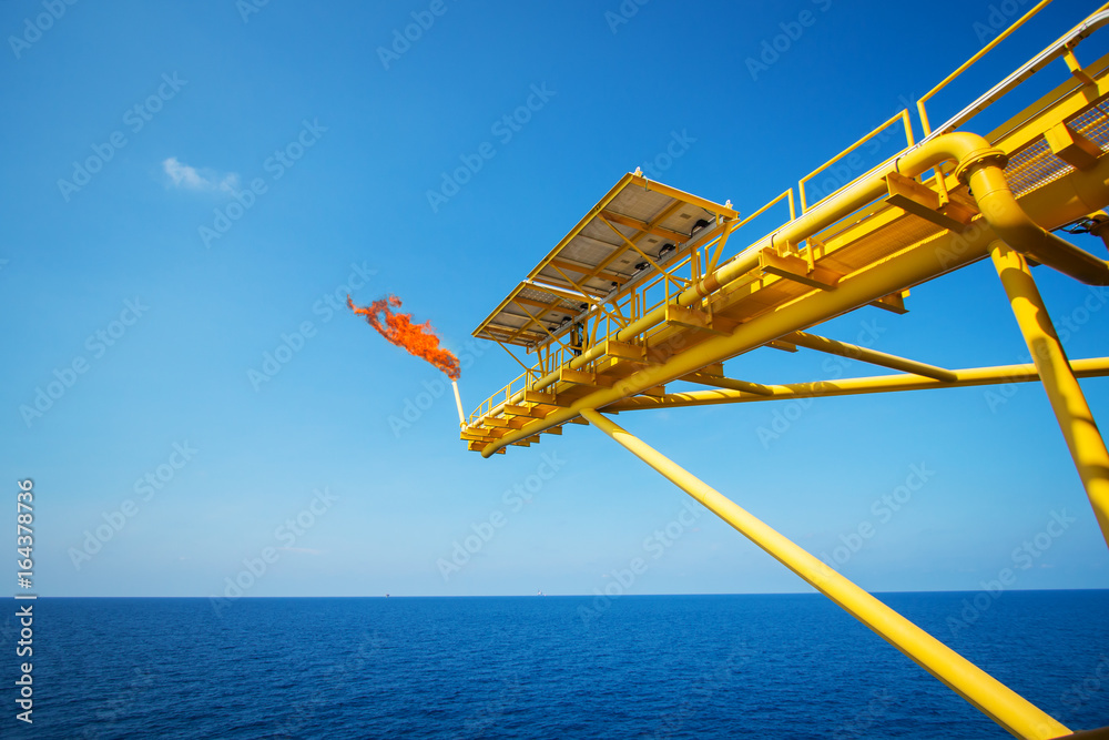 Flare,This is the flare platform of oil and gas platform to burn waste ...