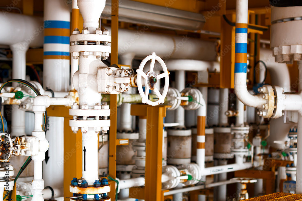 Manual operate ball valve at offshore oil and gas central processing ...