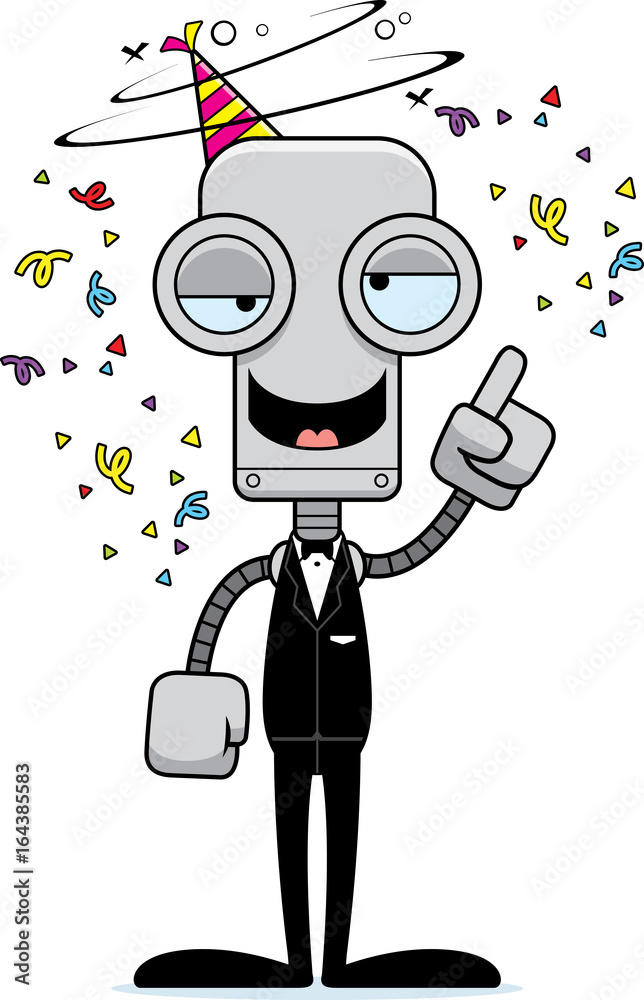 Cartoon Drunk Party Robot Stock Vector | Adobe Stock