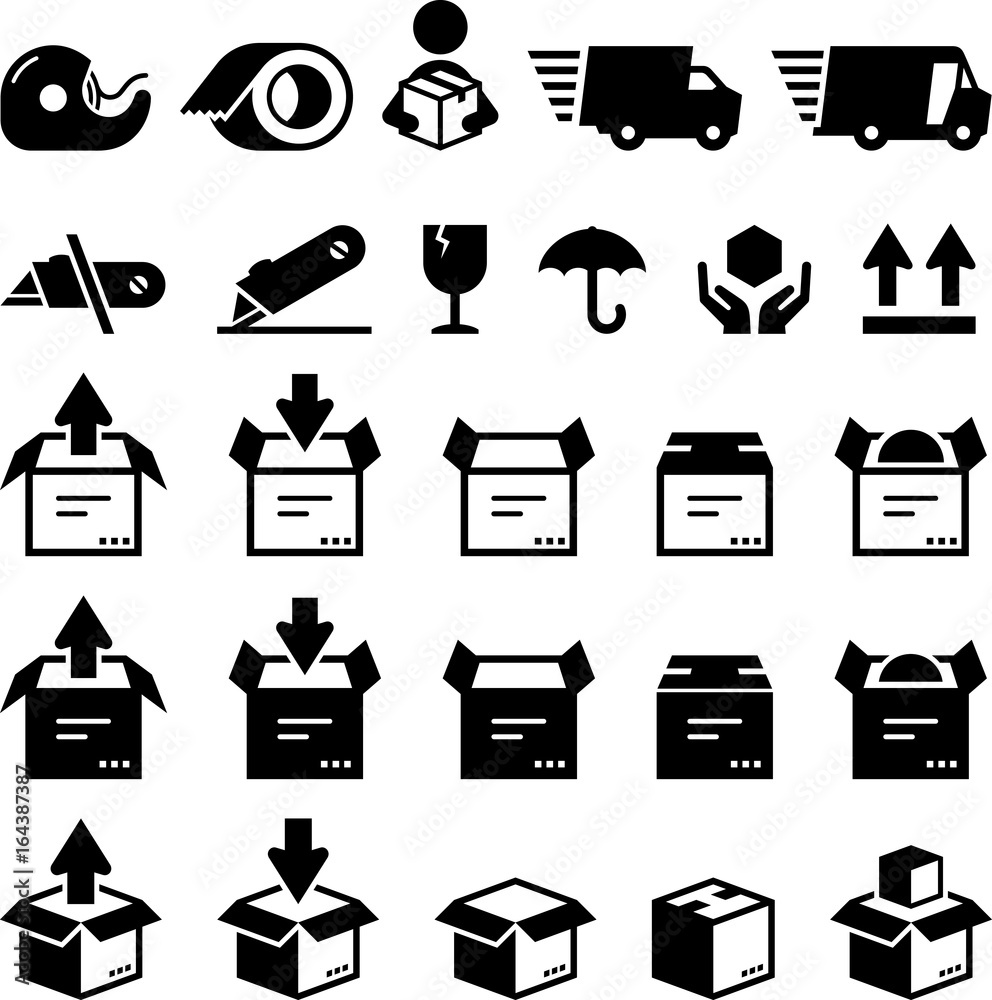 Box Icons - Black Series Stock Vector | Adobe Stock