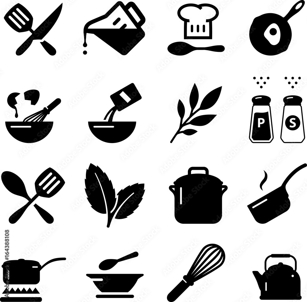 Cooking Icons - Black Series Stock Vector | Adobe Stock
