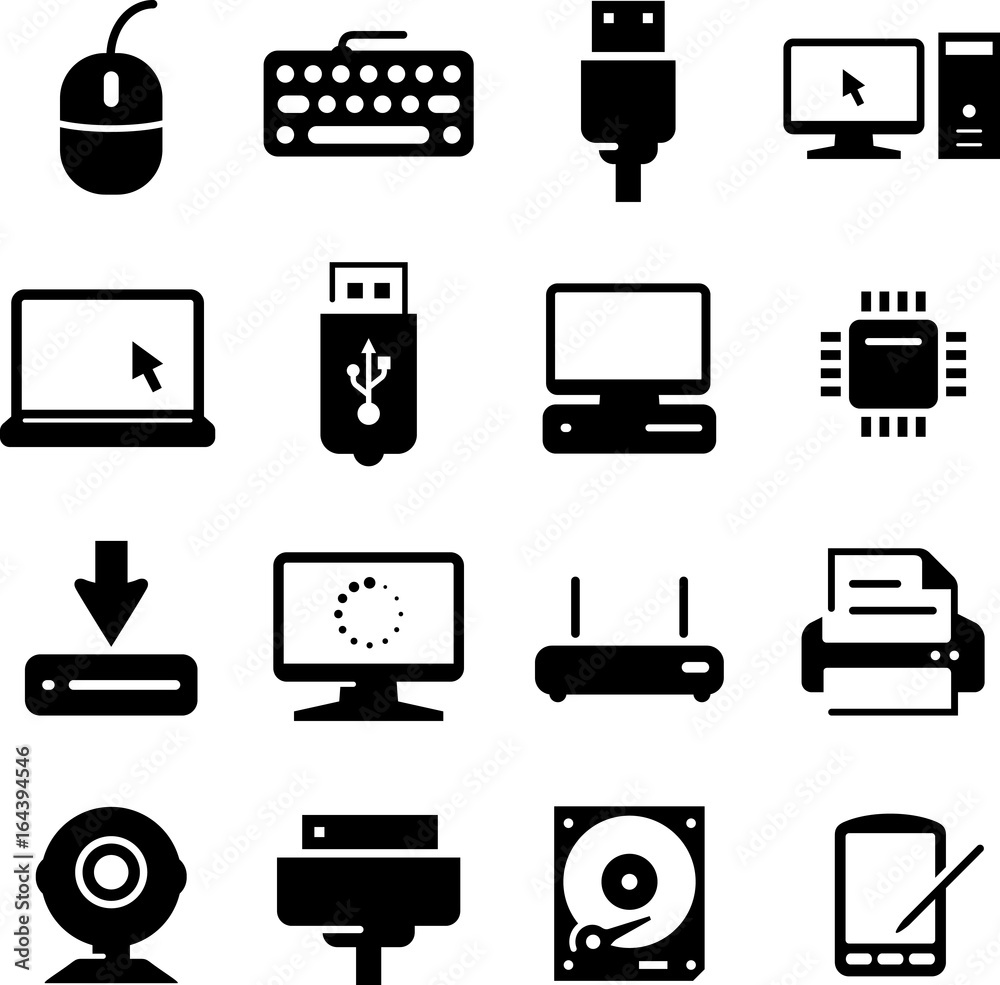 Hardware Icons - Black Series Stock Vector | Adobe Stock
