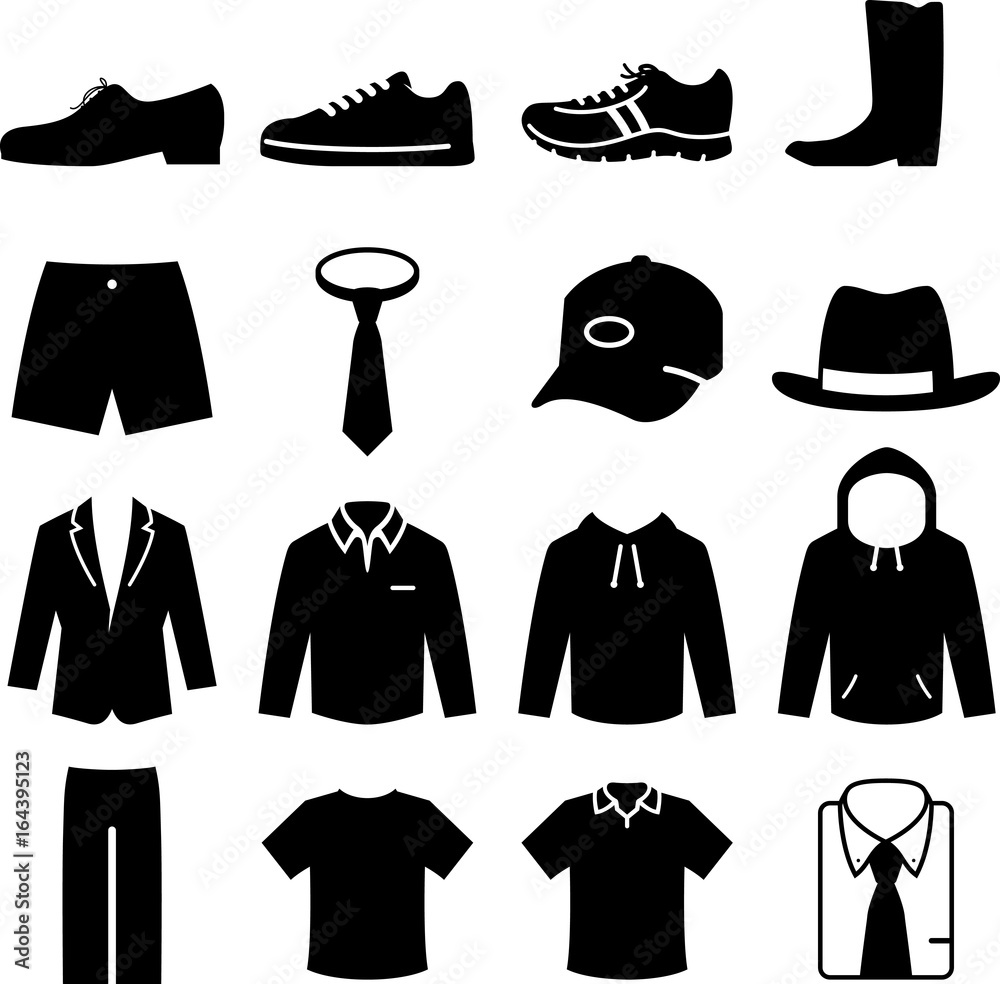 Men's Fashion Icons - Black Series Stock Vector | Adobe Stock