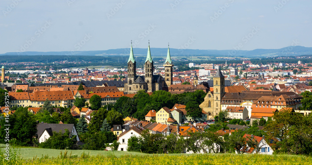 Stadtpanorama Panorama von Bamberg bei blauen Himmel Stock-Foto | Adobe ...