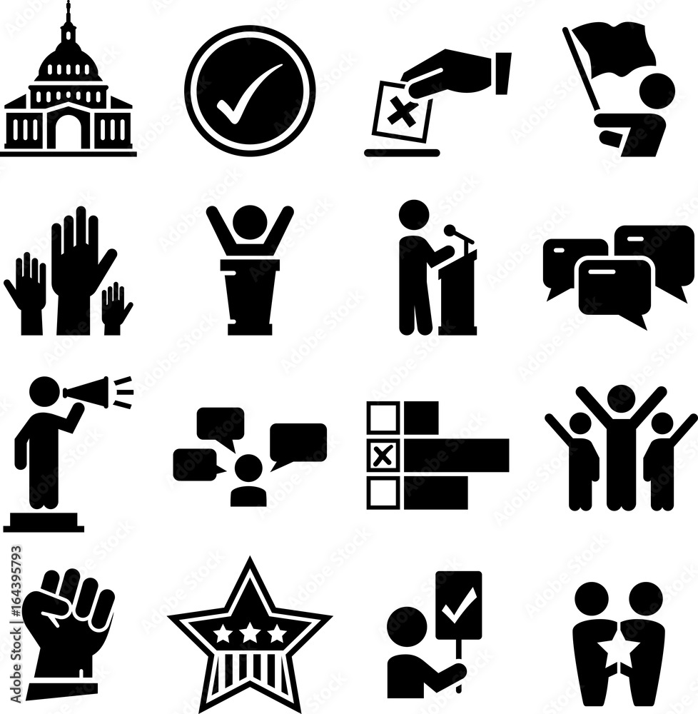 Politics Icons - Black Series Stock Vector | Adobe Stock