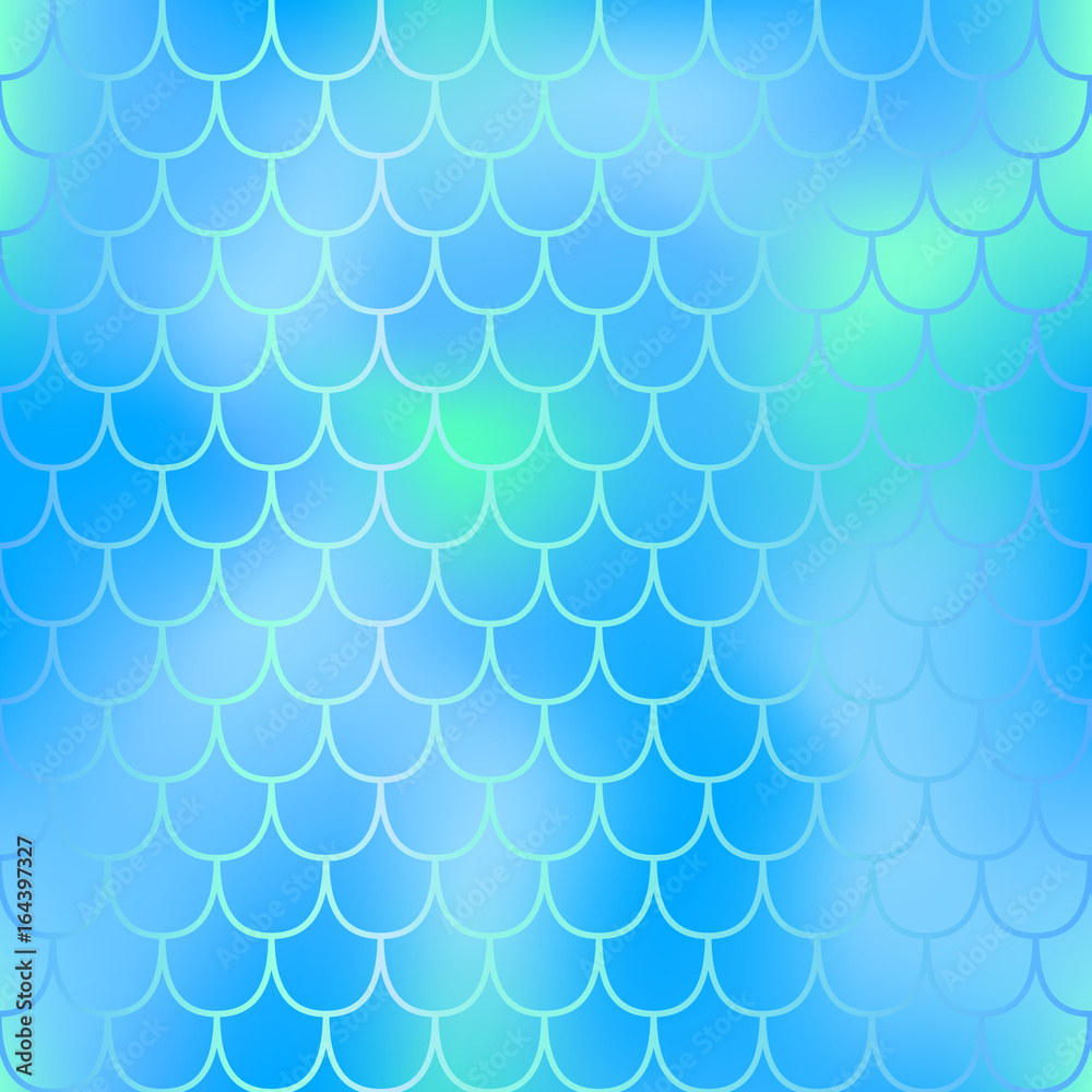 Fantastic turquoise blue fish skin pattern. Aqua blue mermaid vector ...