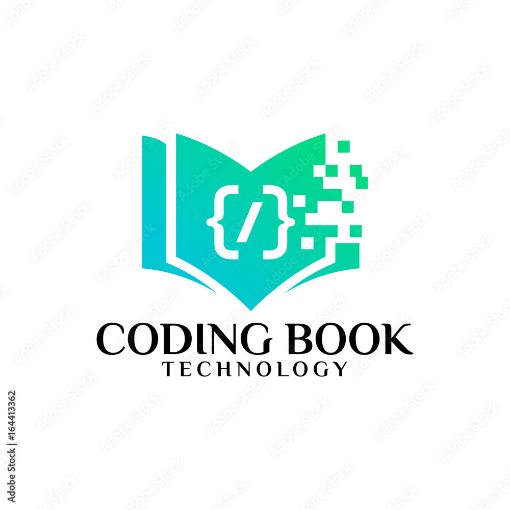 Pixel Book Logo template designs, Coding book Logo designs vector ...