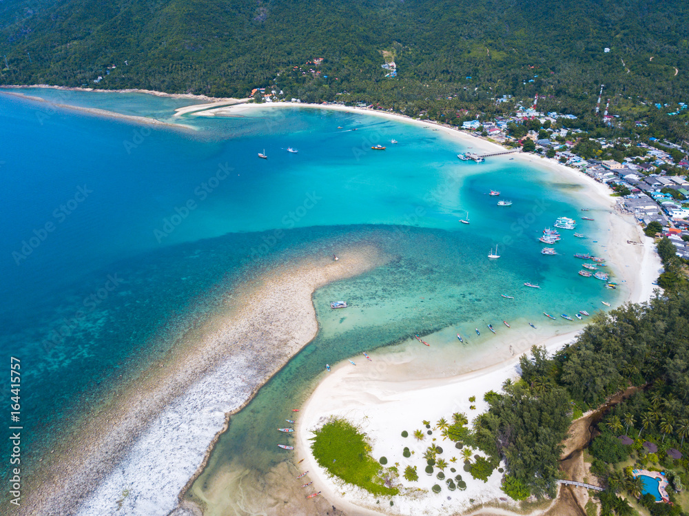 Chaloklum bay and Malibu beach aerial view from the drone, Phangan ...
