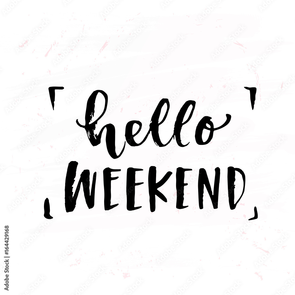 Vector trendy hand lettering poster. Hand drawn calligraphy "hello ...