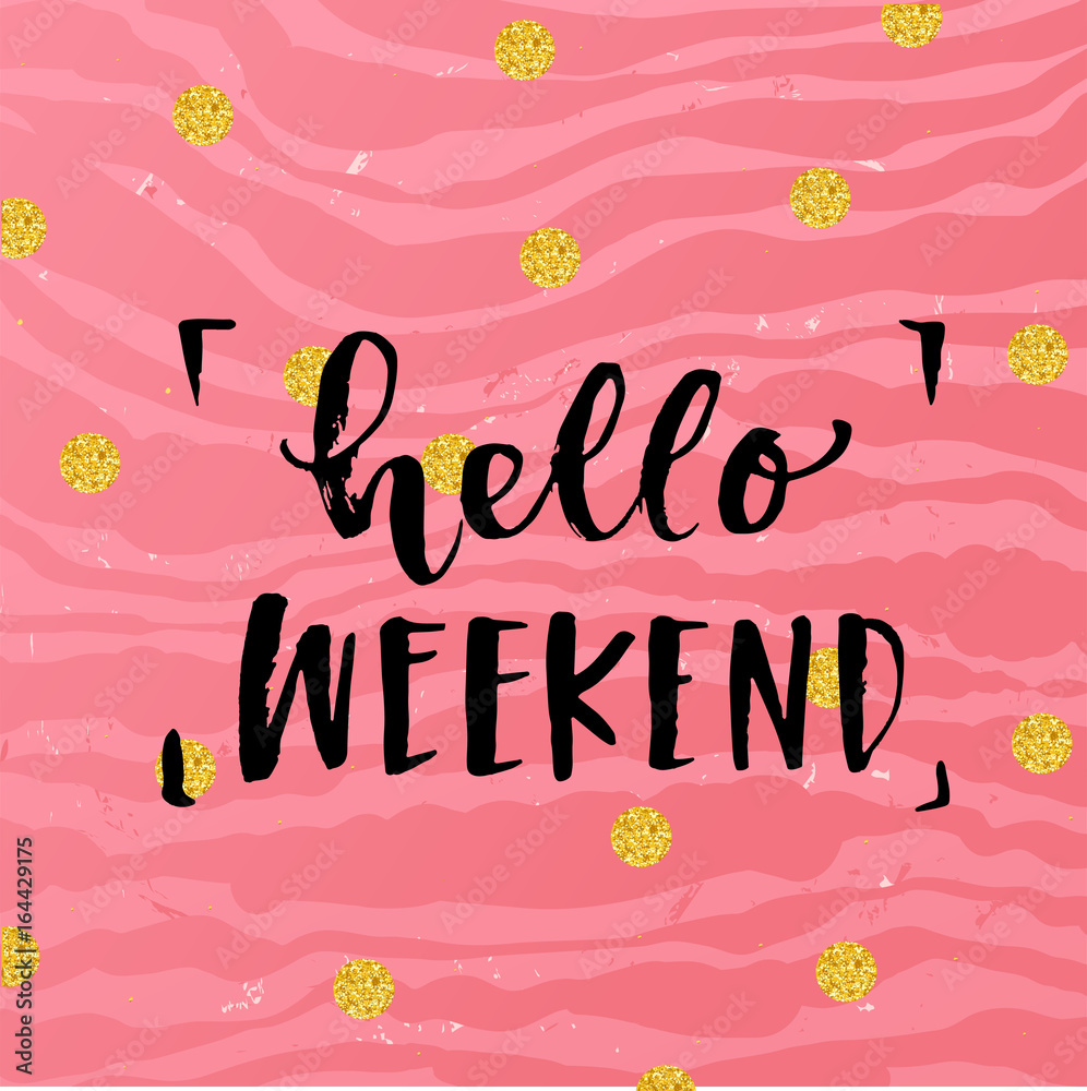 Vector trendy hand lettering poster. Hand drawn calligraphy "hello ...