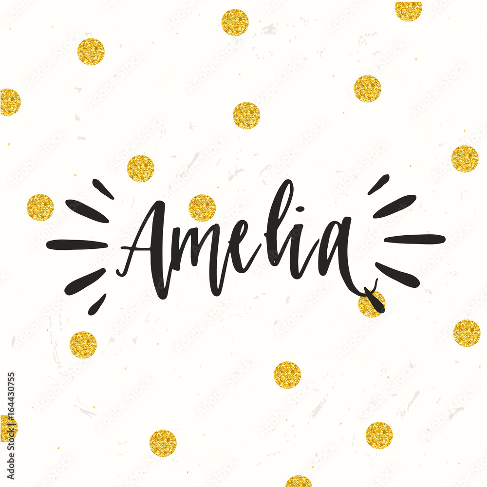 Hand drawn calligraphy personal name. lettering Amelia Stock Vector ...