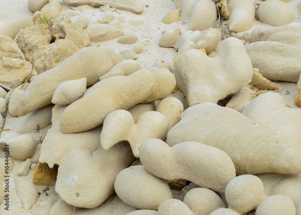 Sand and limestone mineral rocks like as big eggs bizarre forms Stock ...