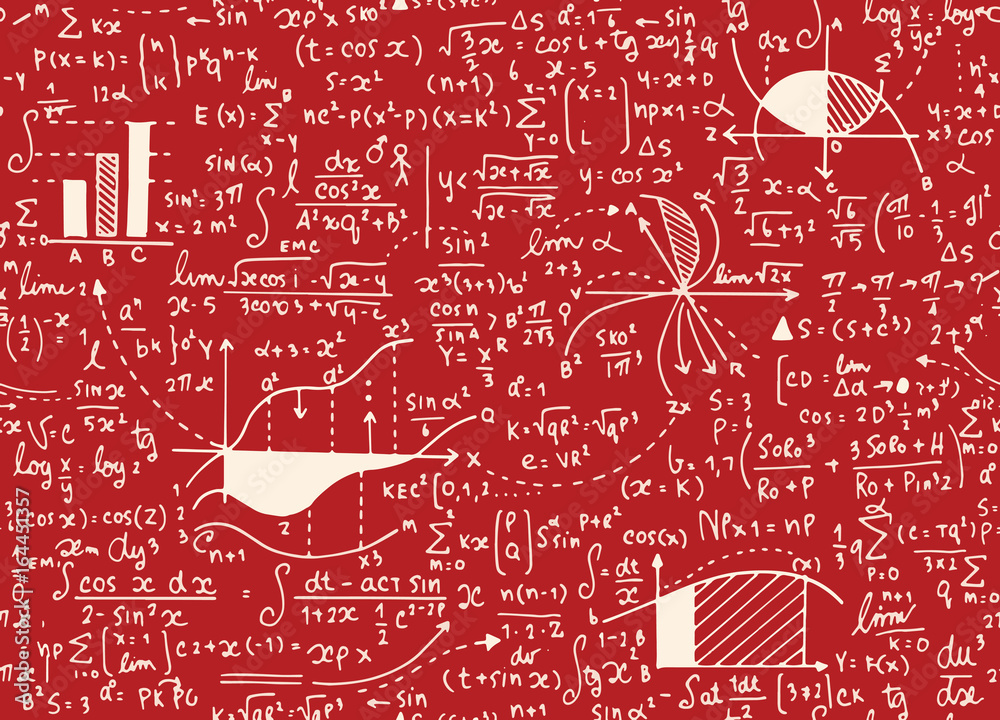 Math education vector pattern with handwritten formulas, tasks, Stock ...