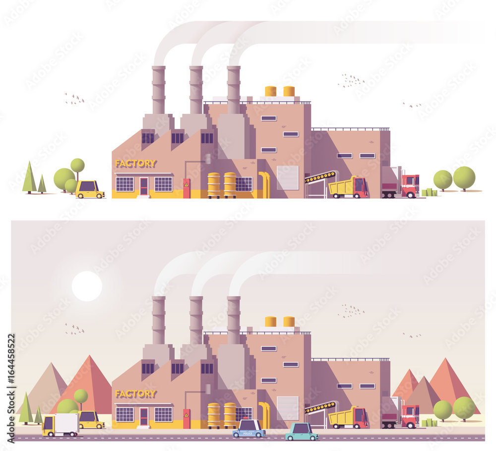 Vector low poly 2d factory Stock Vector | Adobe Stock