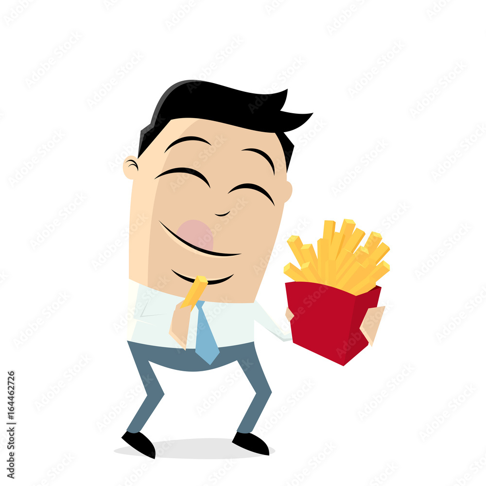 clipart of a man eating french fries Stock Vector | Adobe Stock