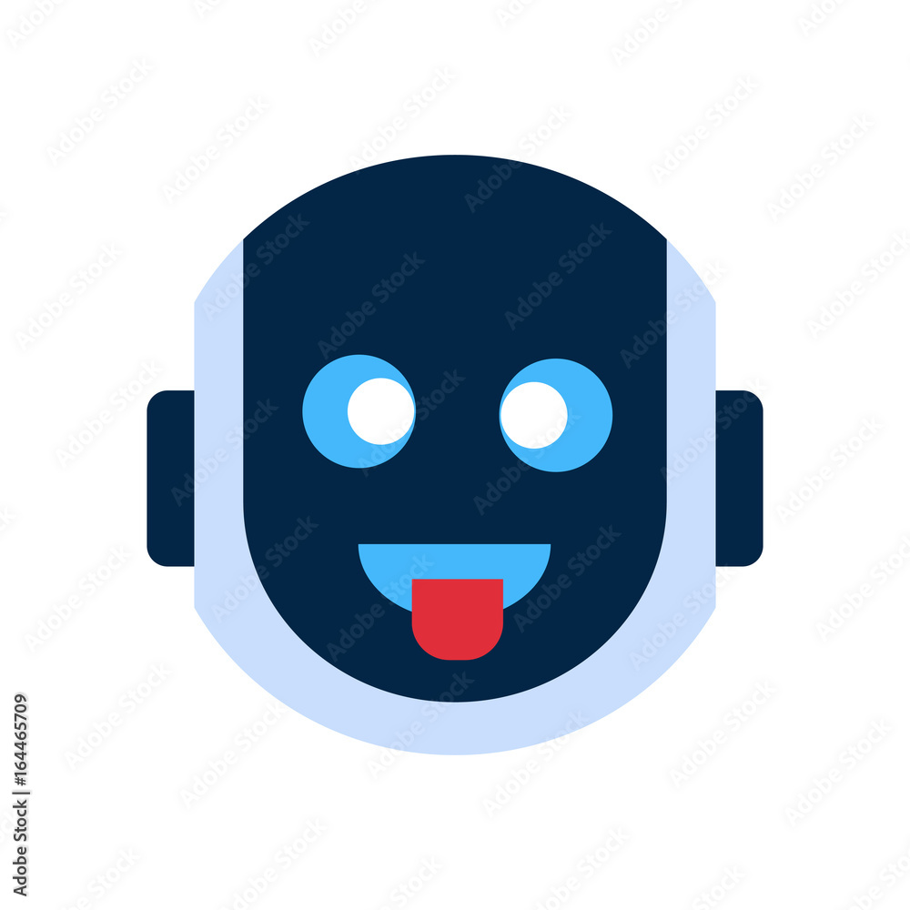 Robot Face Icon Smiling Face Showing Tongue Emotion Robotic Emoji ...