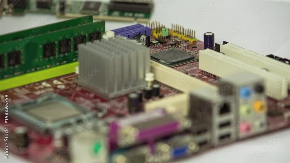 computer plate with expansion cards in motion Stock Video | Adobe Stock