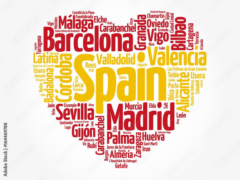 List of cities and towns in Spain composed in love sign heart shape ...