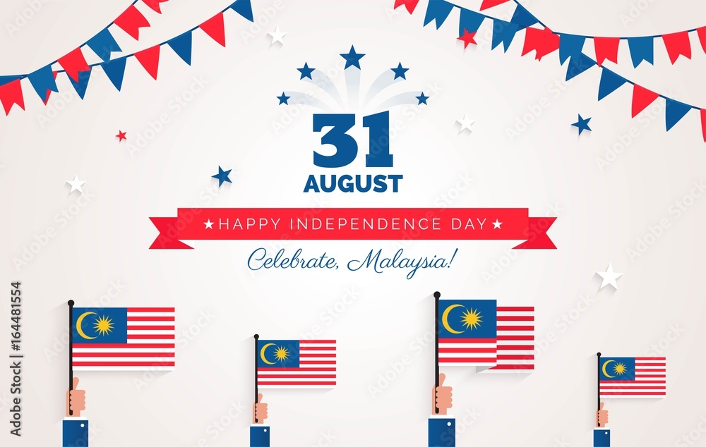 31 August. Malaysia Independence Day greeting card. Celebration ...