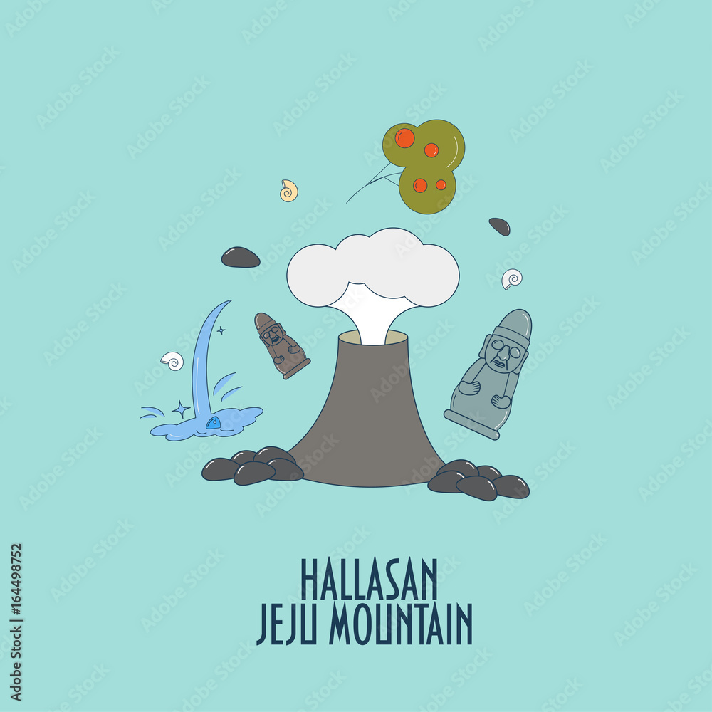 Jeju-do island vector promotion or children book cartoon styled ...