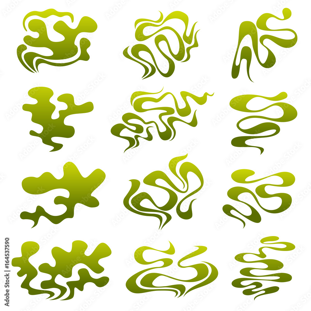 Cartoon stinky smell bubbles, water vapor and stench aroma streams ...