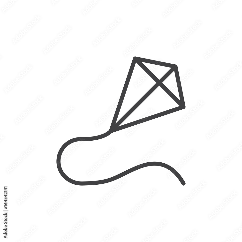 Kite line icon, outline vector sign, linear style pictogram isolated on ...