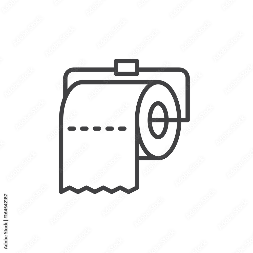 Toilet paper roll line icon, outline vector sign, linear style ...