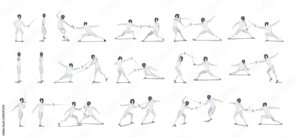 Vecteur Stock Fencing moves set. | Adobe Stock