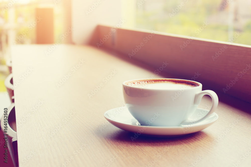 Business time or startup workplace with coffee in relaxation morning ...