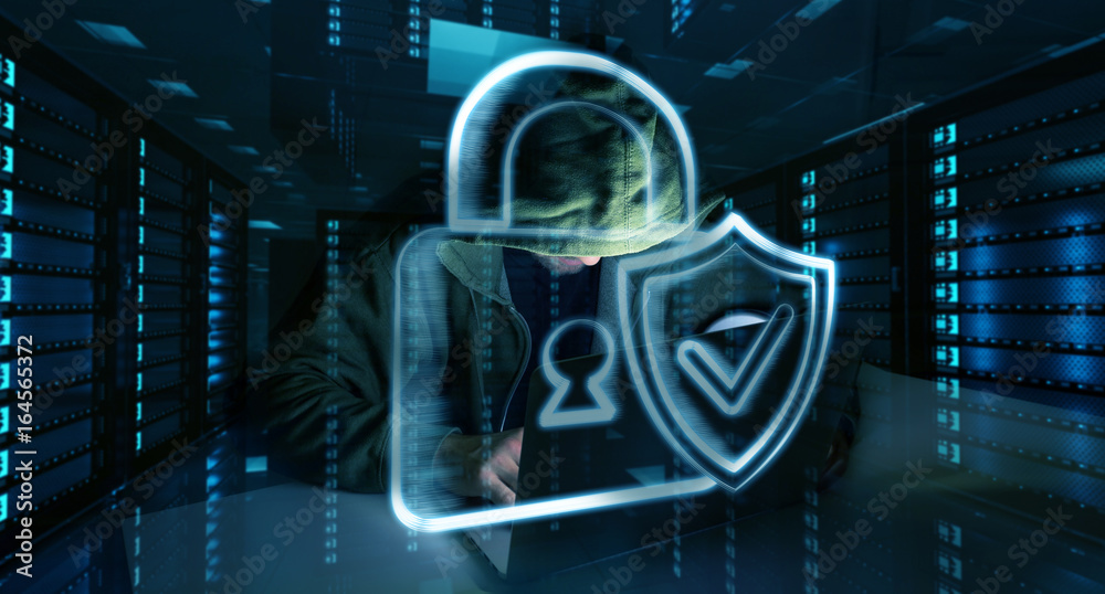 Hacker accessing to personal data information with a computer 3D ...