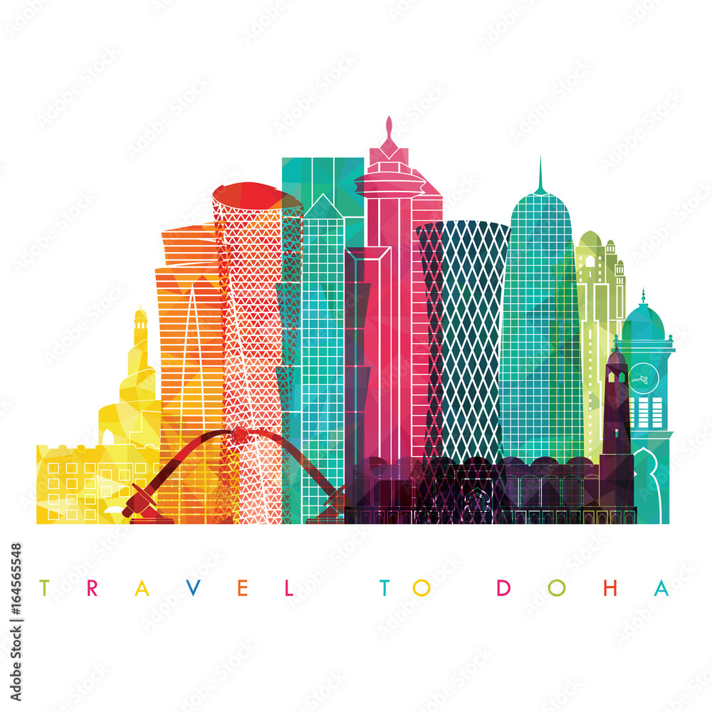 Doha detailed skyline. Vector illustration Stock Vector | Adobe Stock