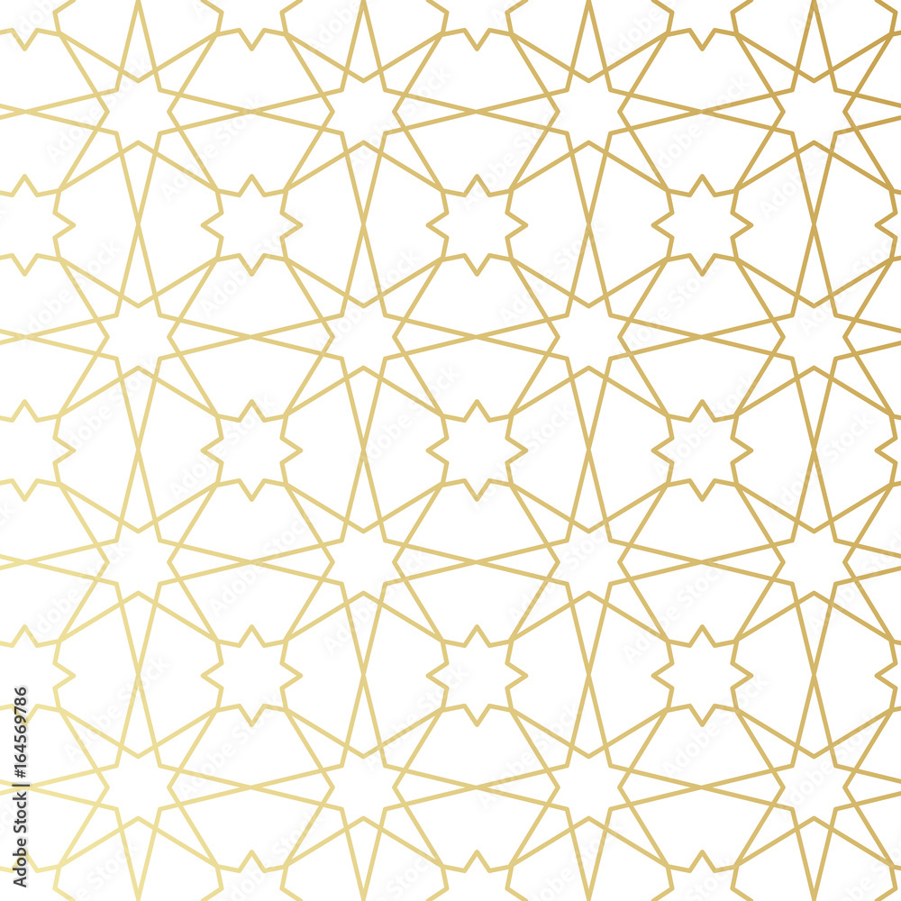 Gold gradient greeting seamless pattern. Vector arabic ornate geometric ...