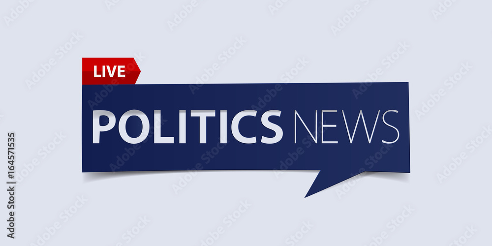 Politics news header isolated on white background. Breaking news Banner ...