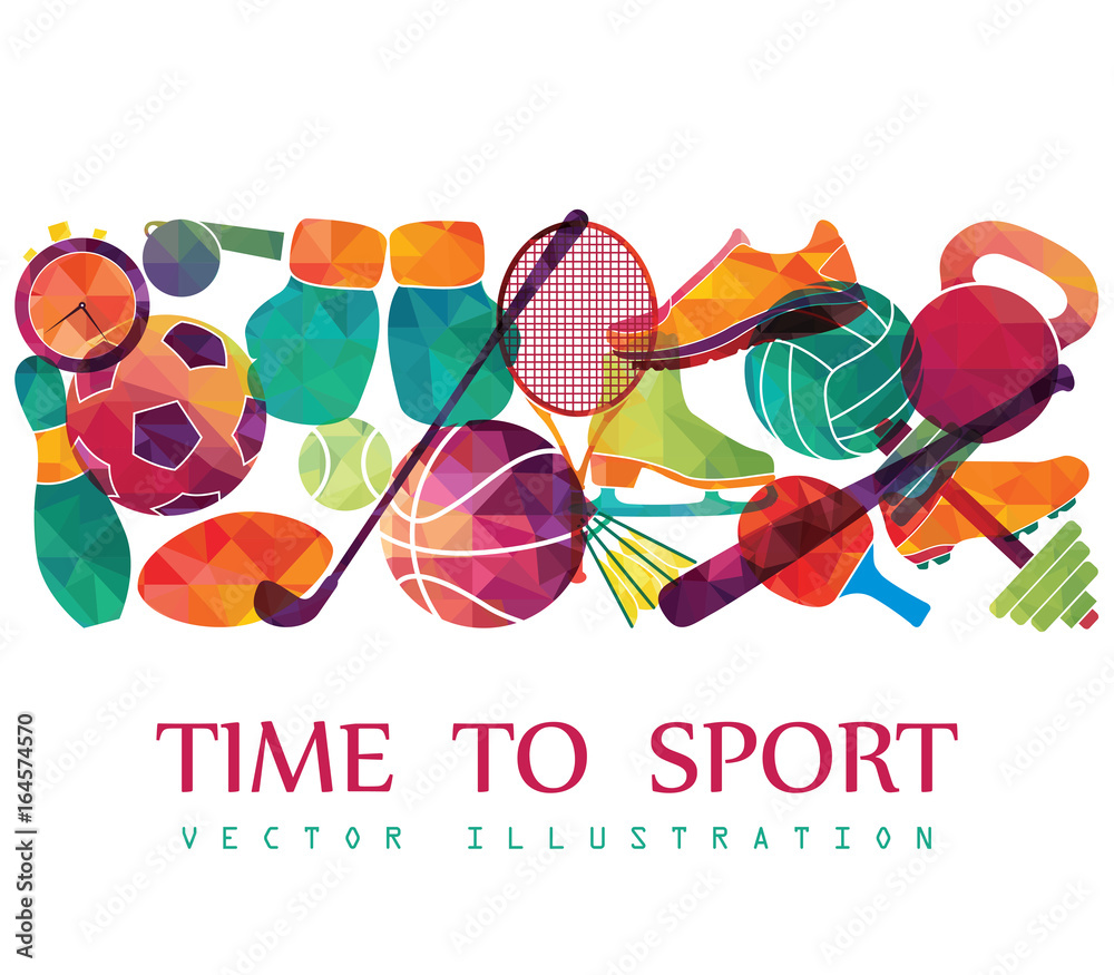 Color sport background. Football, basketball, hockey, box, golf, tennis ...