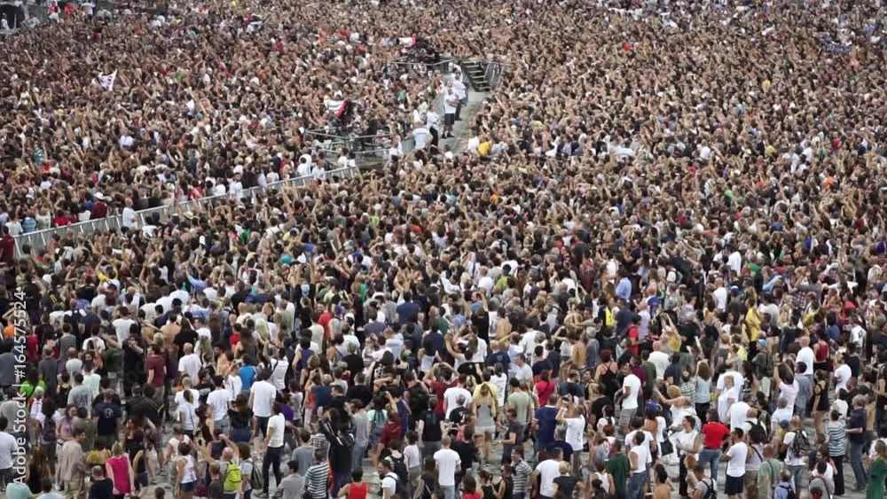 crowd of people dancing at the event and raising arms Stock Video ...