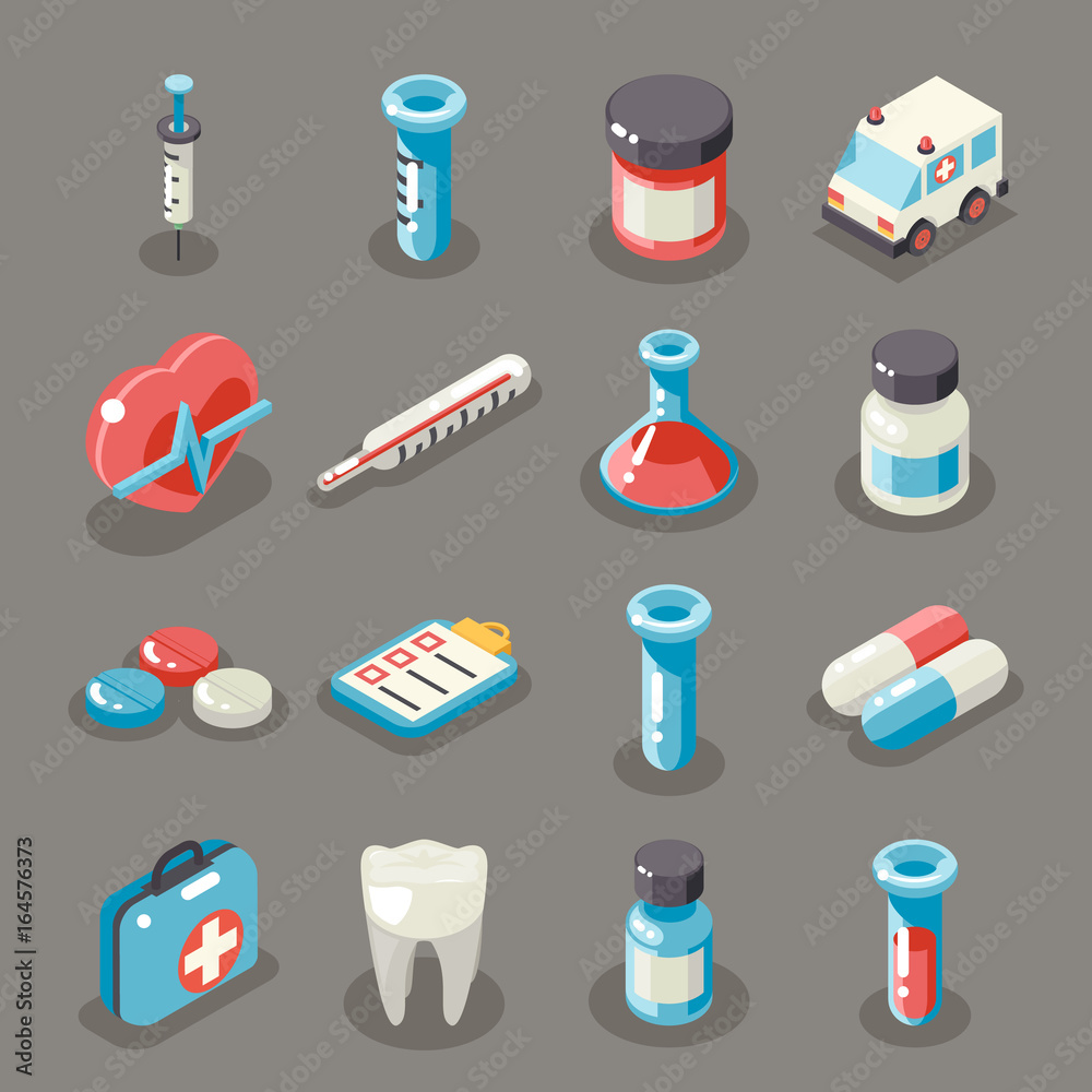 Isometric 3d Sign Health Medical Hospital Ambulance Healthcare Doctor ...