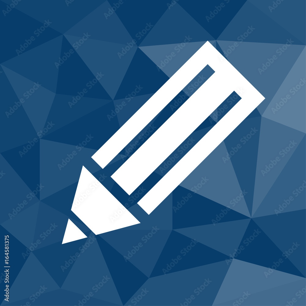 Bleistift schreiben - Icon mit geometrischem Hintergrund blau Stock ...