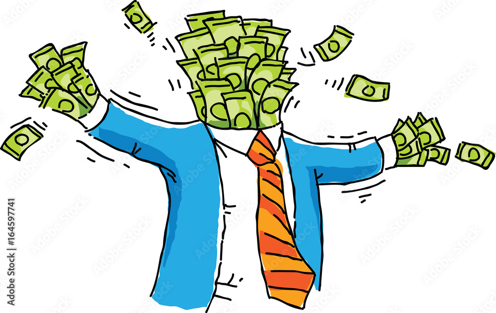 A cartoon stash of money wearing a suit like a man. Stock Vector ...