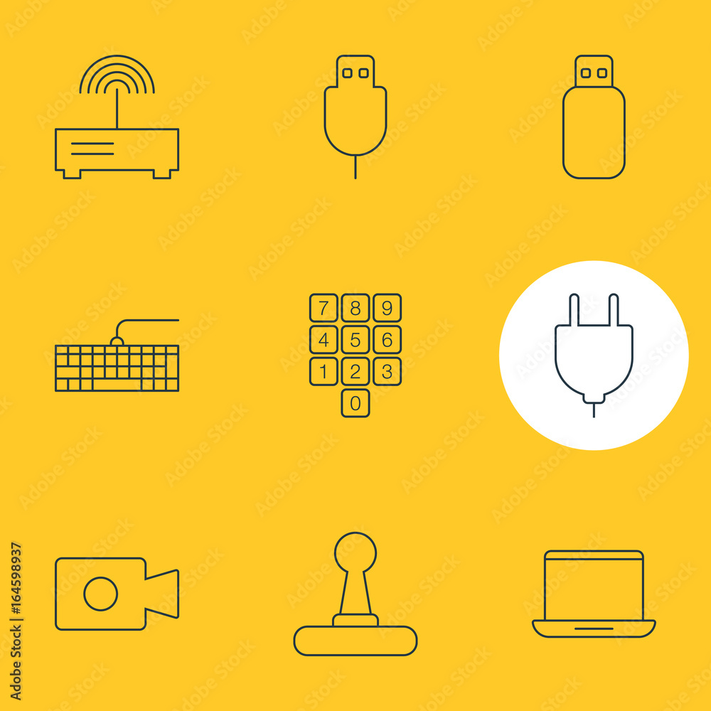 Vector Illustration Of 9 Computer Icons. Editable Pack Of Game ...