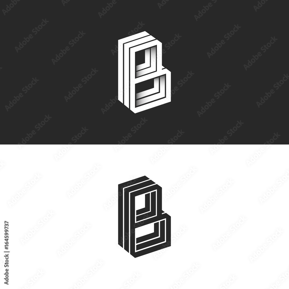 Letter B logo isometric lines geometric shape hipster monogram, simple ...