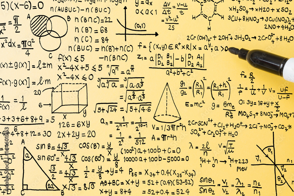 math formula on yellow background Stock Photo | Adobe Stock