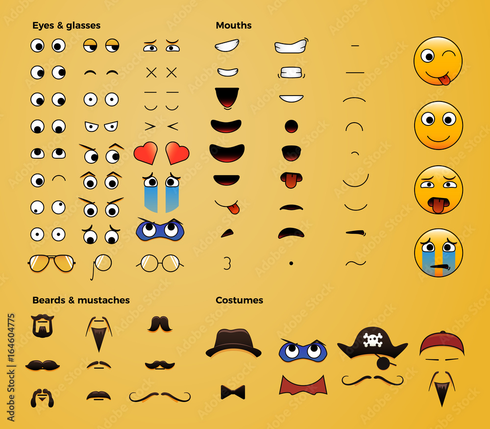 Make your own emoji smiley. Vector eps file easily editable for you to ...
