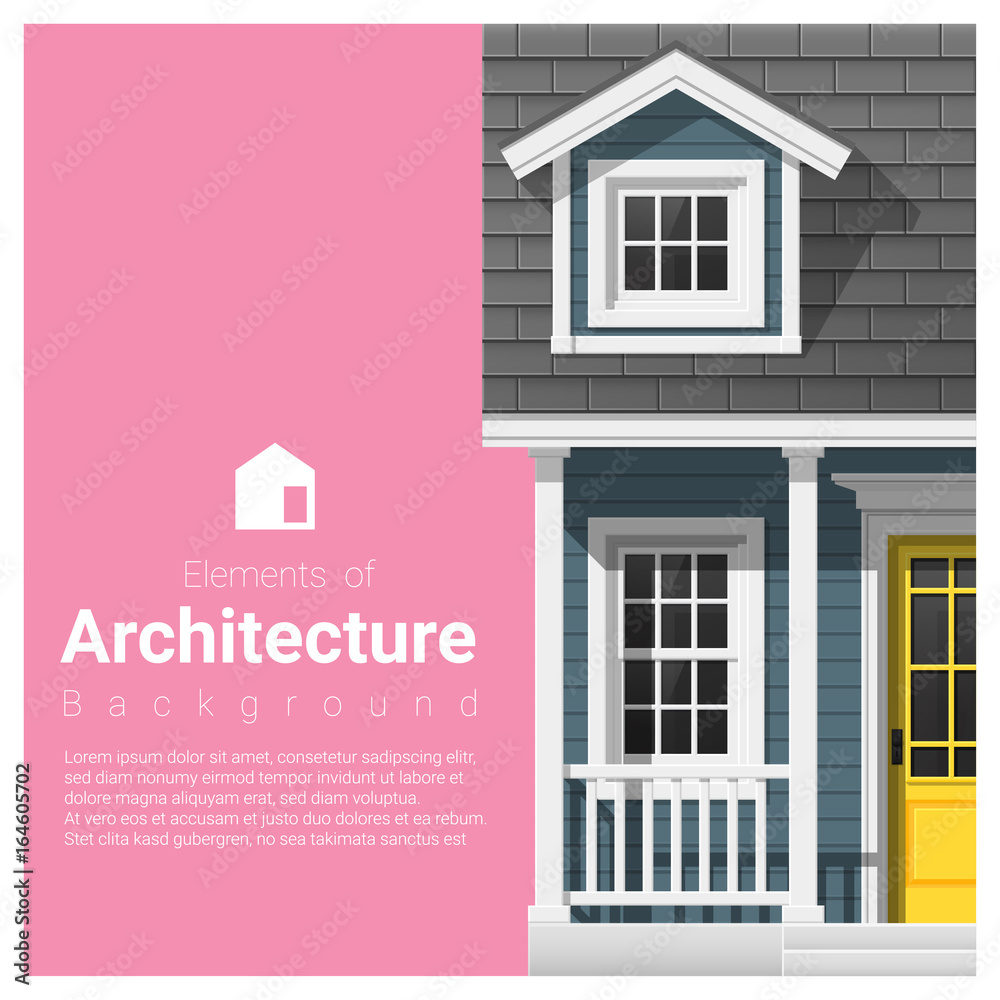 Elements of architecture background with a small house , vector ...