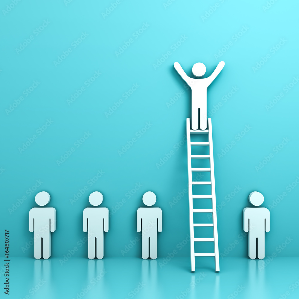 Stand out from the crowd and different concept , One man standing with ...