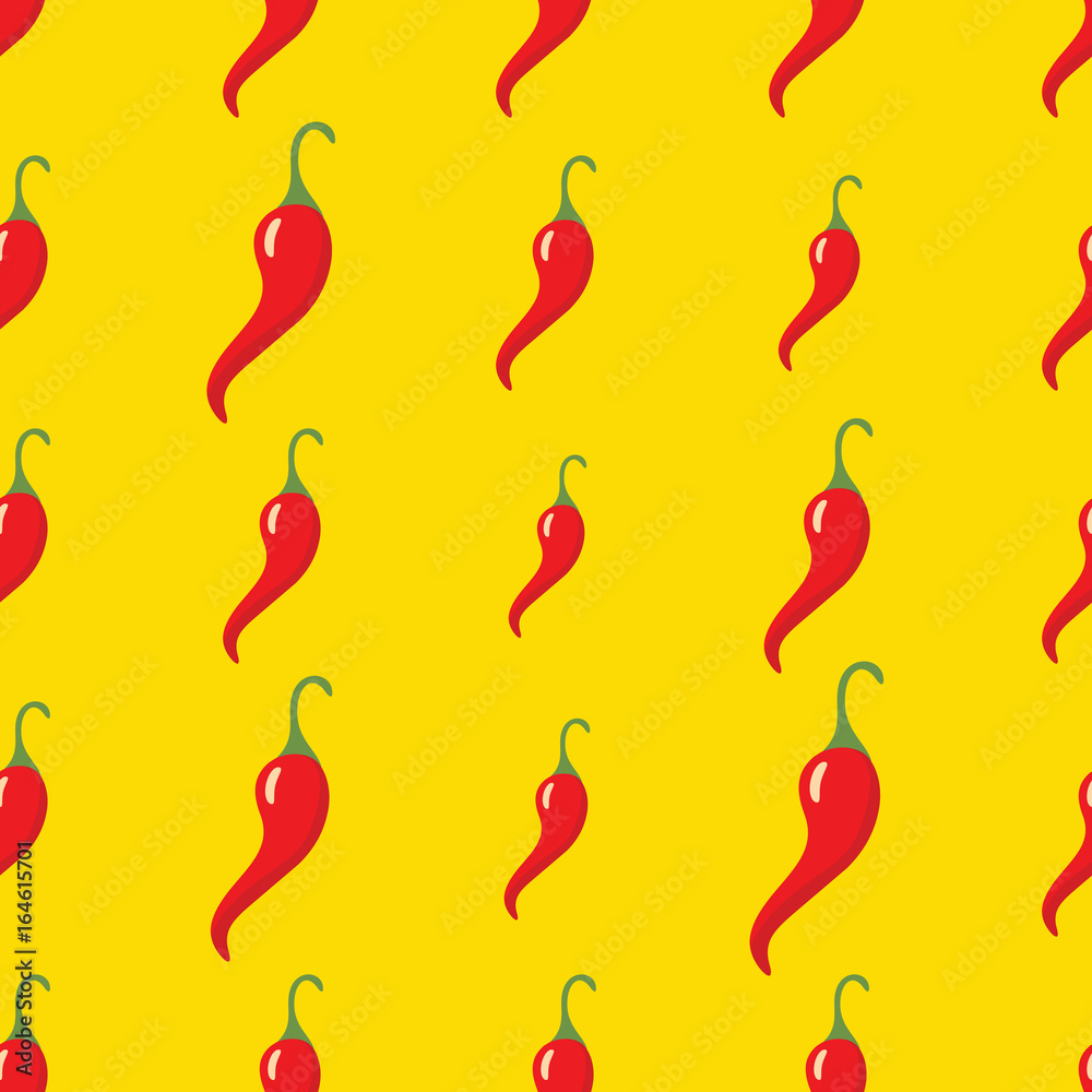 Red chilli pepper vector seamless pattern. Cartoon vegetable stylish ...