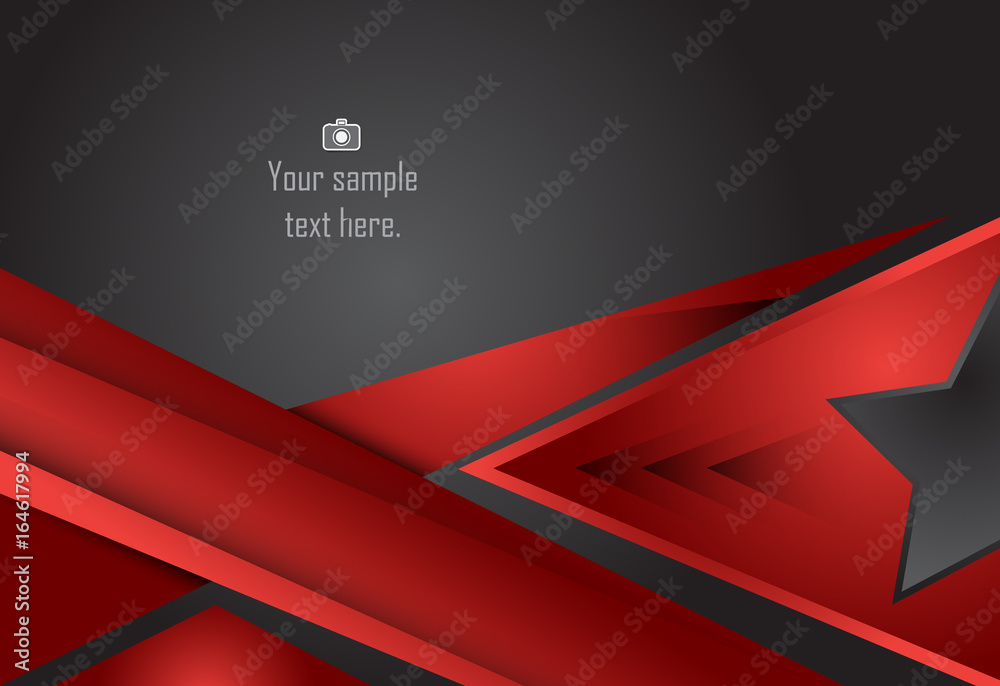 Red and Black abstract layer geometric background for card, annual ...