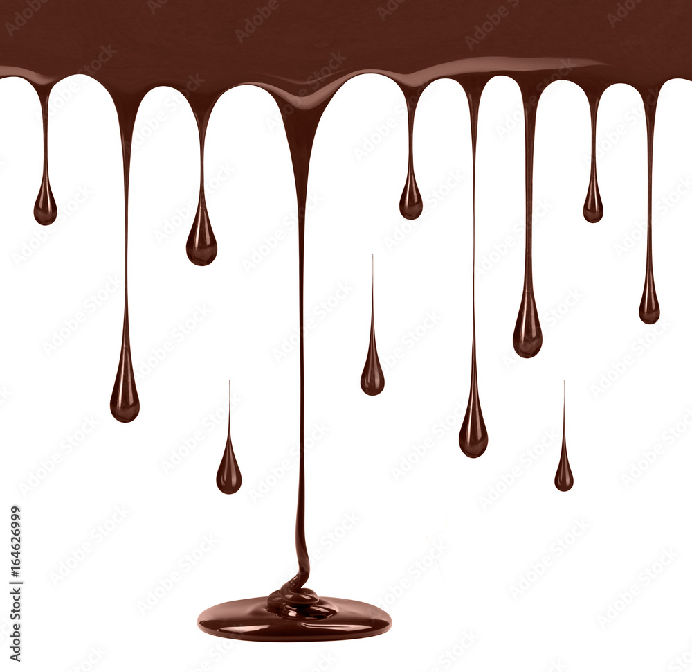 Melted Chocolate Dripping On White Background