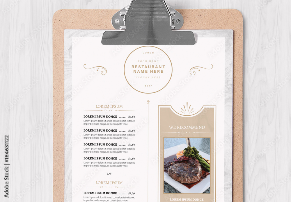 Marbled Restaurant Menu Layout Stock Template | Adobe Stock