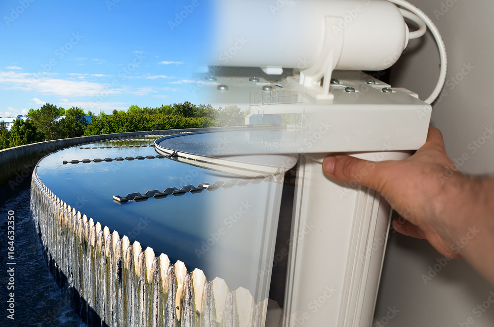 Water purification filter and wastewater treatment plant. Stock Photo ...