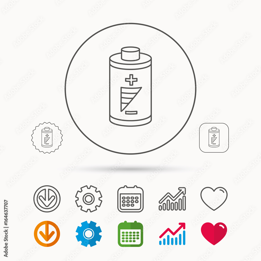 Battery icon. Electrical power sign. Rechargeable energy symbol ...